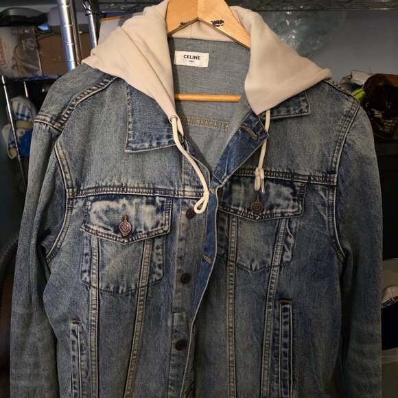 Celine | Jackets & Coats | Celine Mens Jean Jacket Hood Wash Denim ...